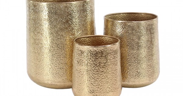 Indian plants pots (3 pieces) rose gold , 57419